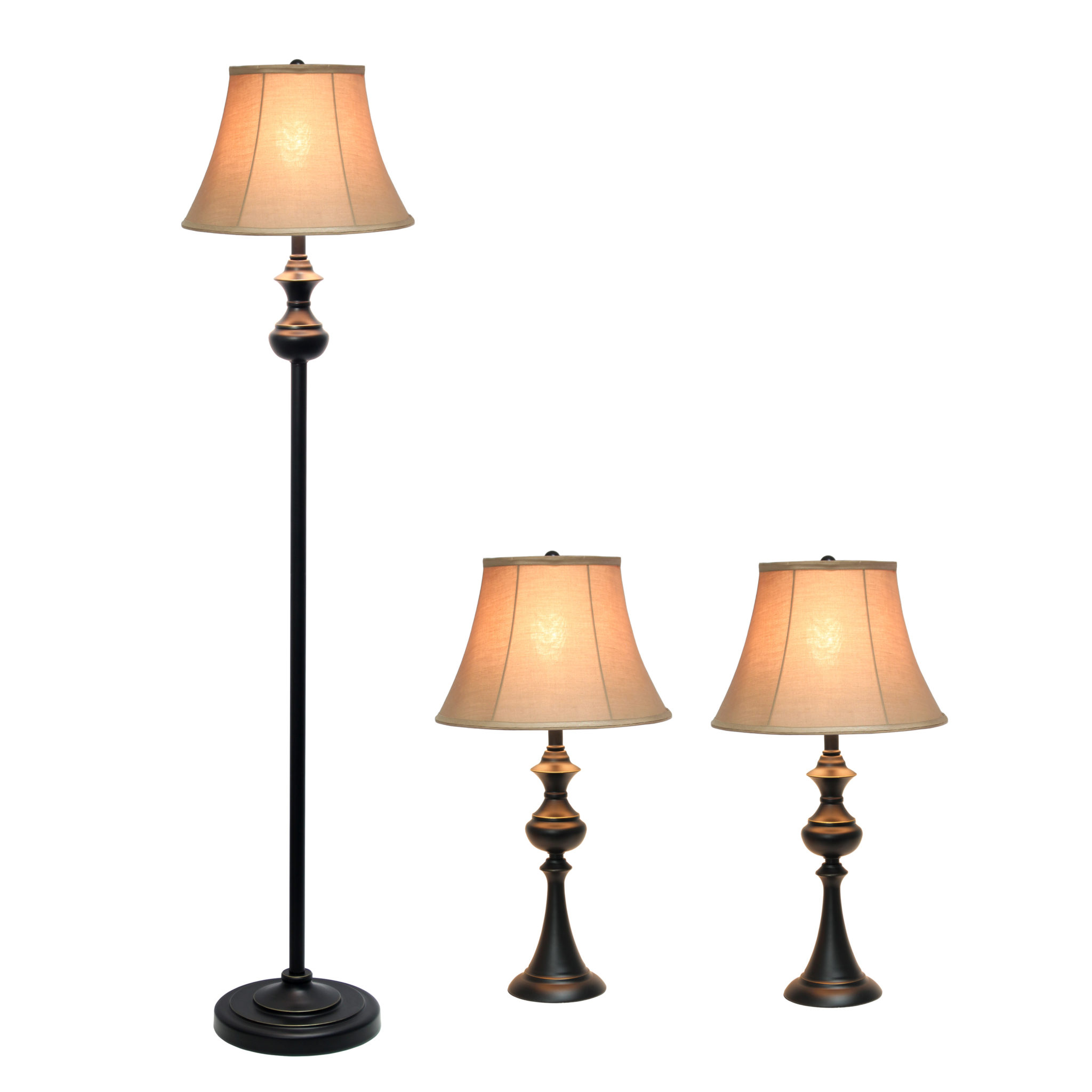 Elegant Designs Traditionally Crafted 3 Pack Lamp Set (2 Table Lamps, 1 ...
