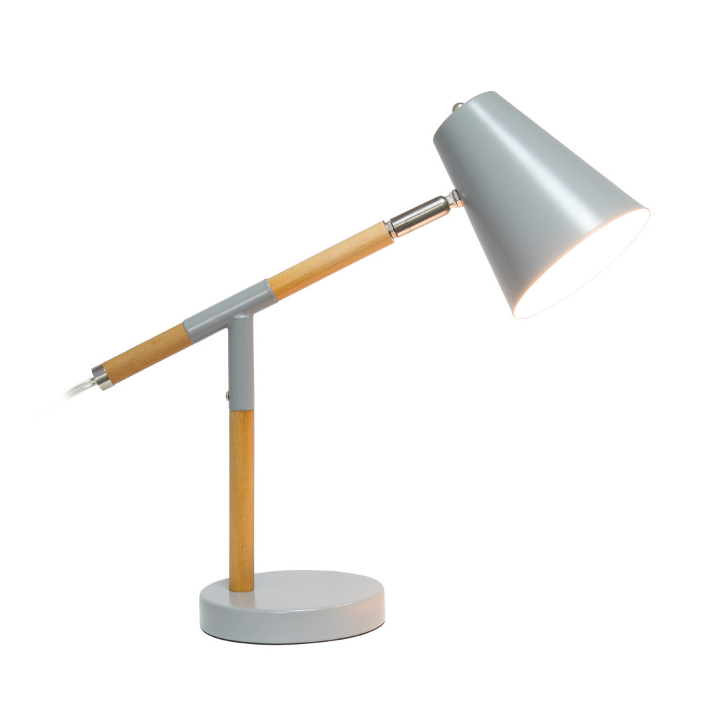 Simple Designs Gray Matte and Wooden Pivot Desk Lamp | All The Rages