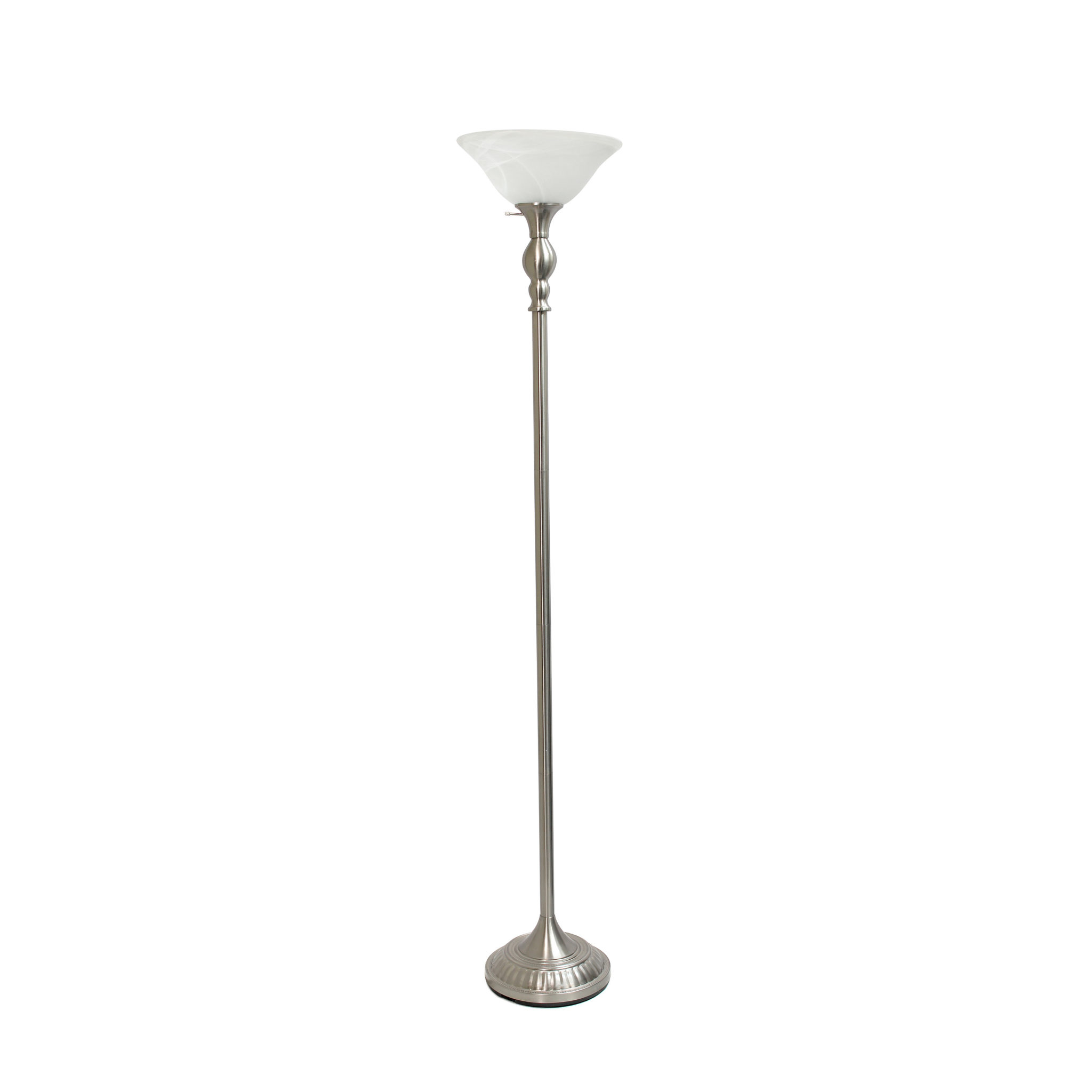 Elegant Designs 1 Light Torchiere Floor Lamp with Marbleized White ...