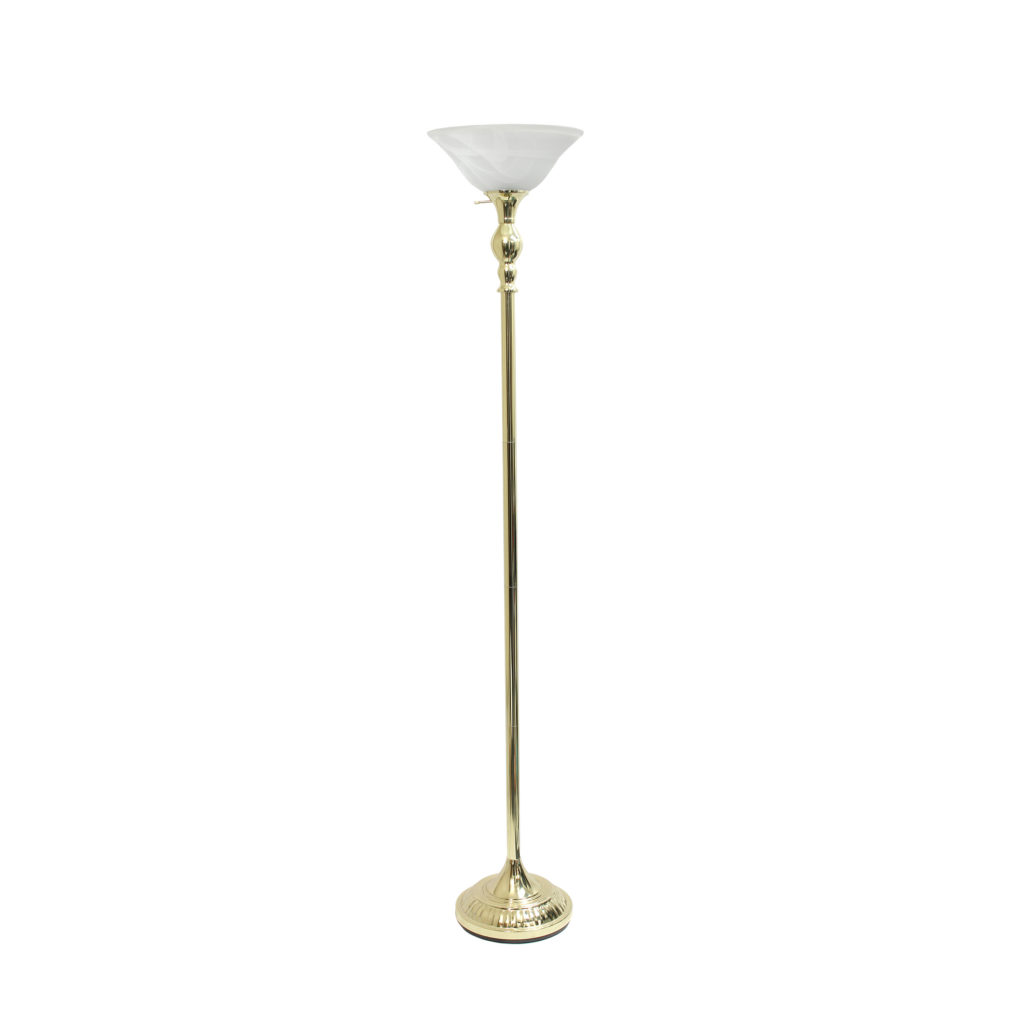 Elegant Designs 1 Light Torchiere Floor Lamp with Marbleized White ...