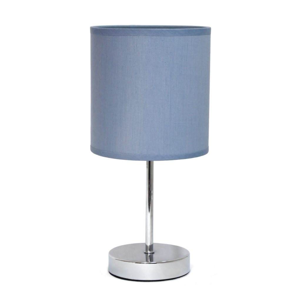 Simple Designs Chrome Mini Basic Table Lamp with Fabric Shade, Purple ...