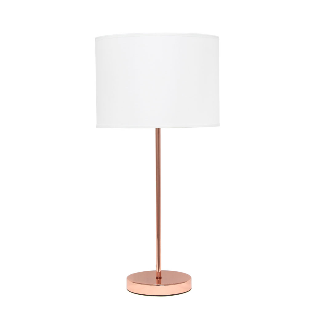 Simple Designs Rose Gold Stick Lamp with Fabric Shade, White – All The ...