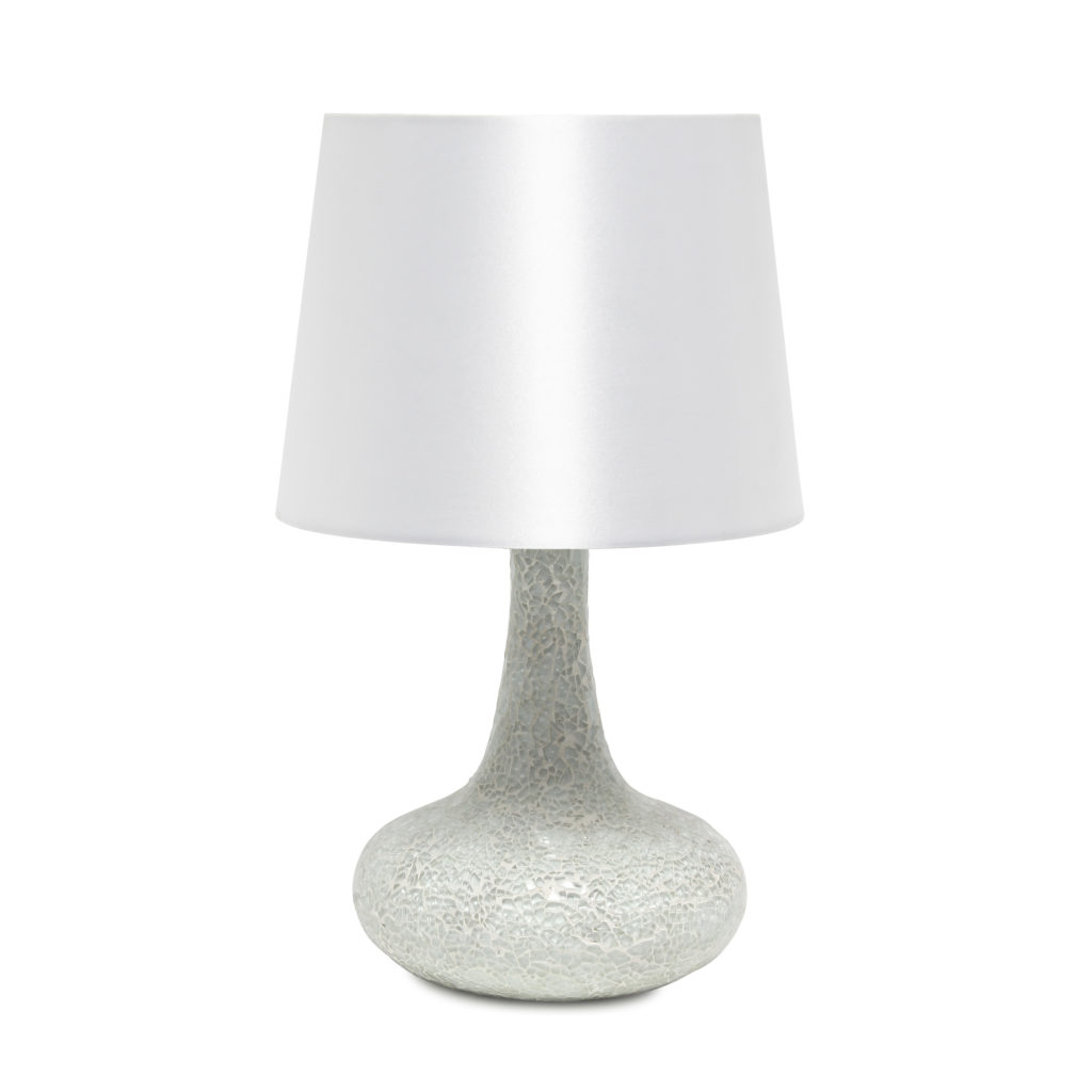 Simple Designs Mosaic Tiled Glass Genie Table Lamp with Fabric Shade ...